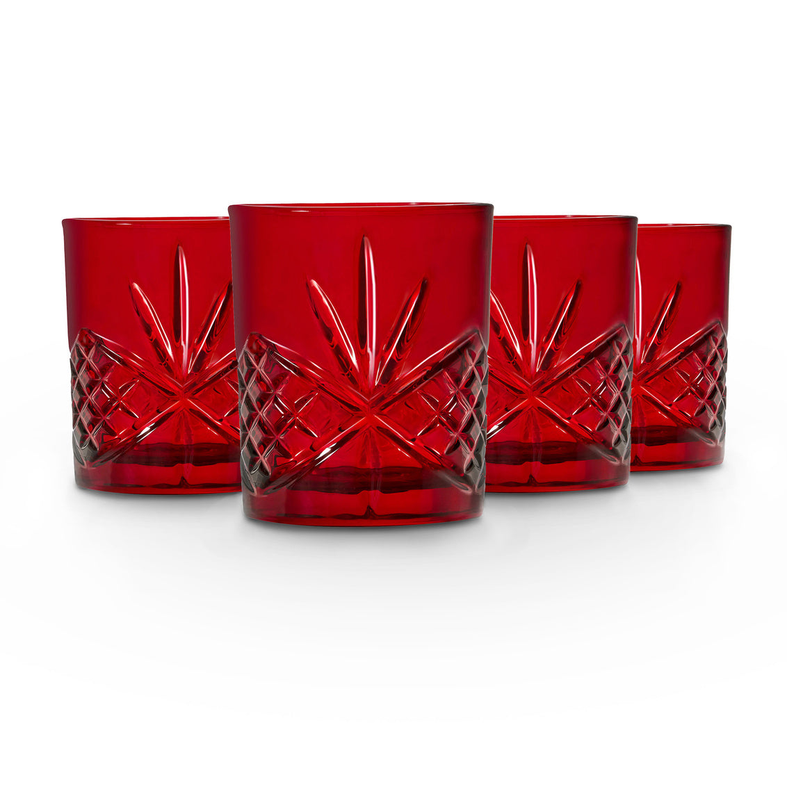 Dublin Crystal Red Double Old Fashion, Set of 4 – Godinger