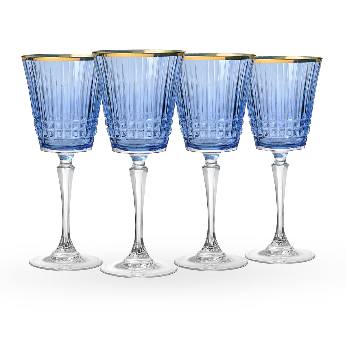 Cristine Blue Gold Rim Red Wine Glass, Set of 4 – Godinger