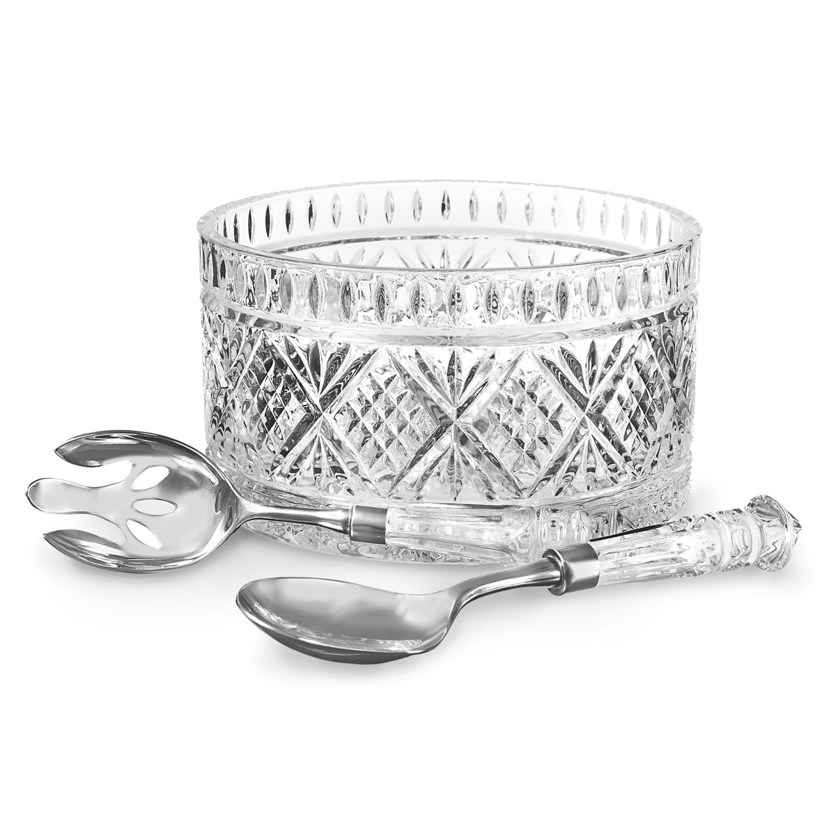 Dublin Crystal Salad Bowl with Salad Server Set – Godinger