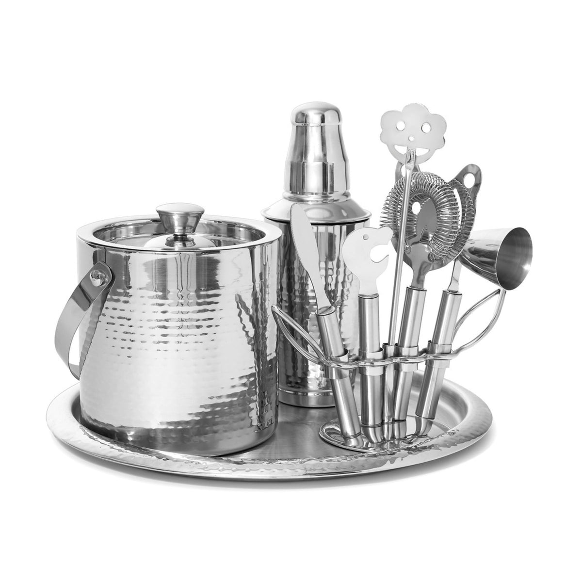 Hammered 9 Piece Bar Tool Set – Godinger