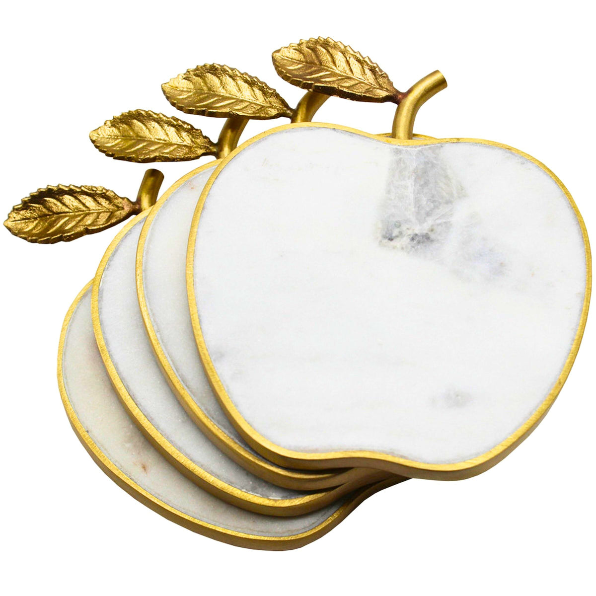 White Marble Apple Coaster Set – Godinger