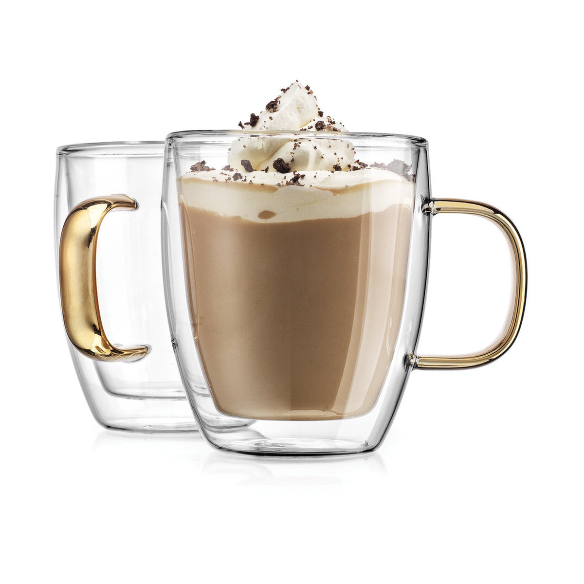 Coffee Double Wall Gold Handle Mug, Set of 2 – Godinger