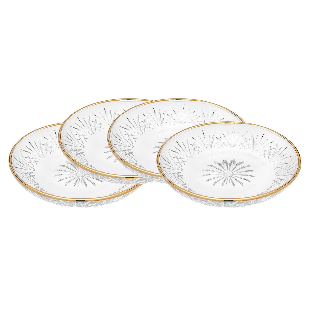 Dublin Crystal Gold Rim Dessert Plates, Set of 4 – Godinger
