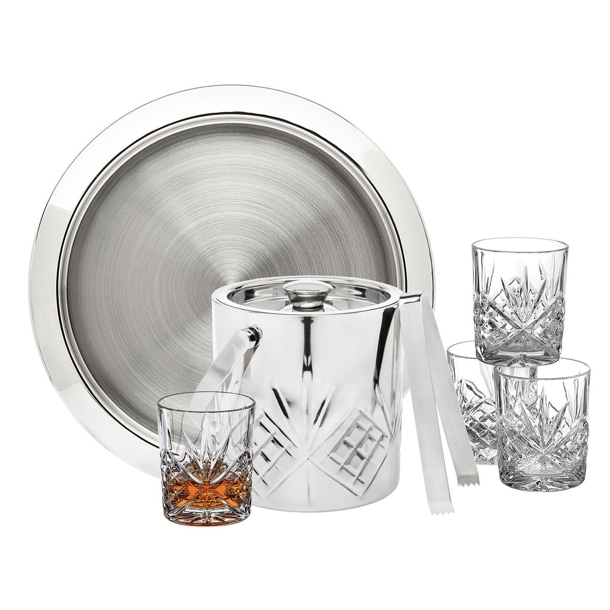 Dublin Crystal Stainless Steel 7 Piece Bar Set – Godinger